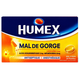 Humex mal de gorge lidocaïne miel citron