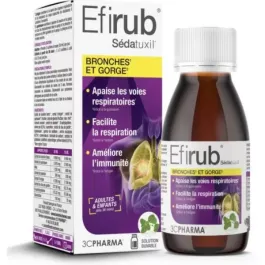 Efirub Sédatuxil bronches et gorge sirop 3C Pharma - maux de gorge