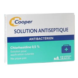 Solution antiseptique chlorhexidine 0,5% Cooper, 12 unidoses de 5 ml